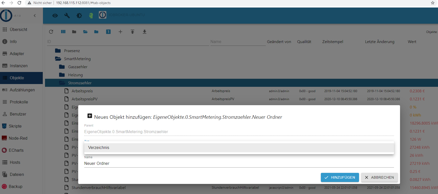 admin 5.1.9 can not create a datapoint · Issue #991 · ioBroker/ioBroker.admin · GitHub