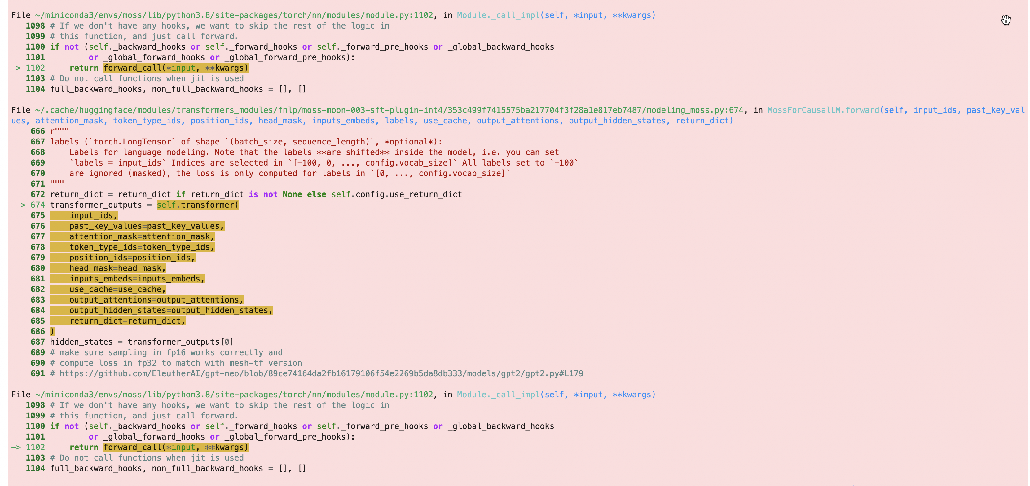[moss-moon-003-sft-plugin-int4] 跑示例中的插件模型代码报错 · Issue #170 · OpenMOSS/MOSS · GitHub