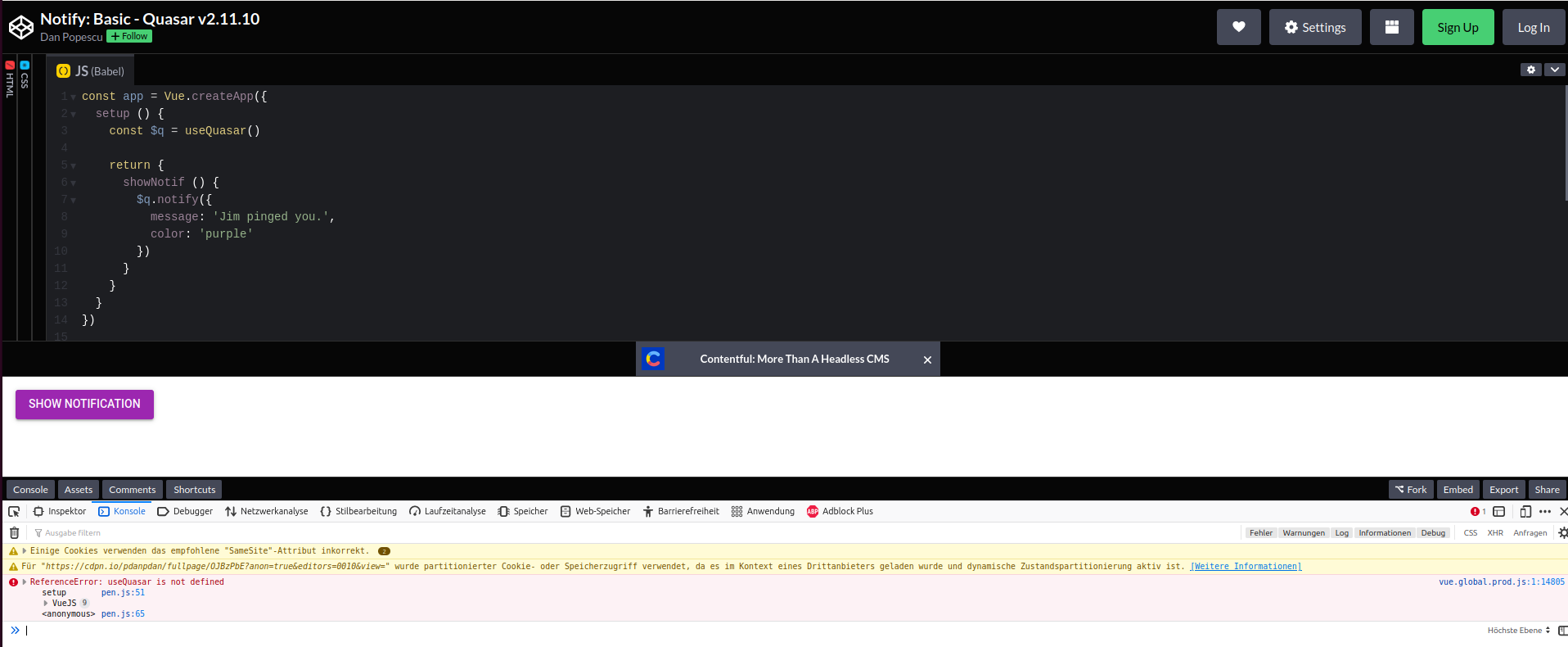 Notify Usage Is Out Of Sync Wrt To Source Code · Issue 15789 · Quasarframeworkquasar · Github