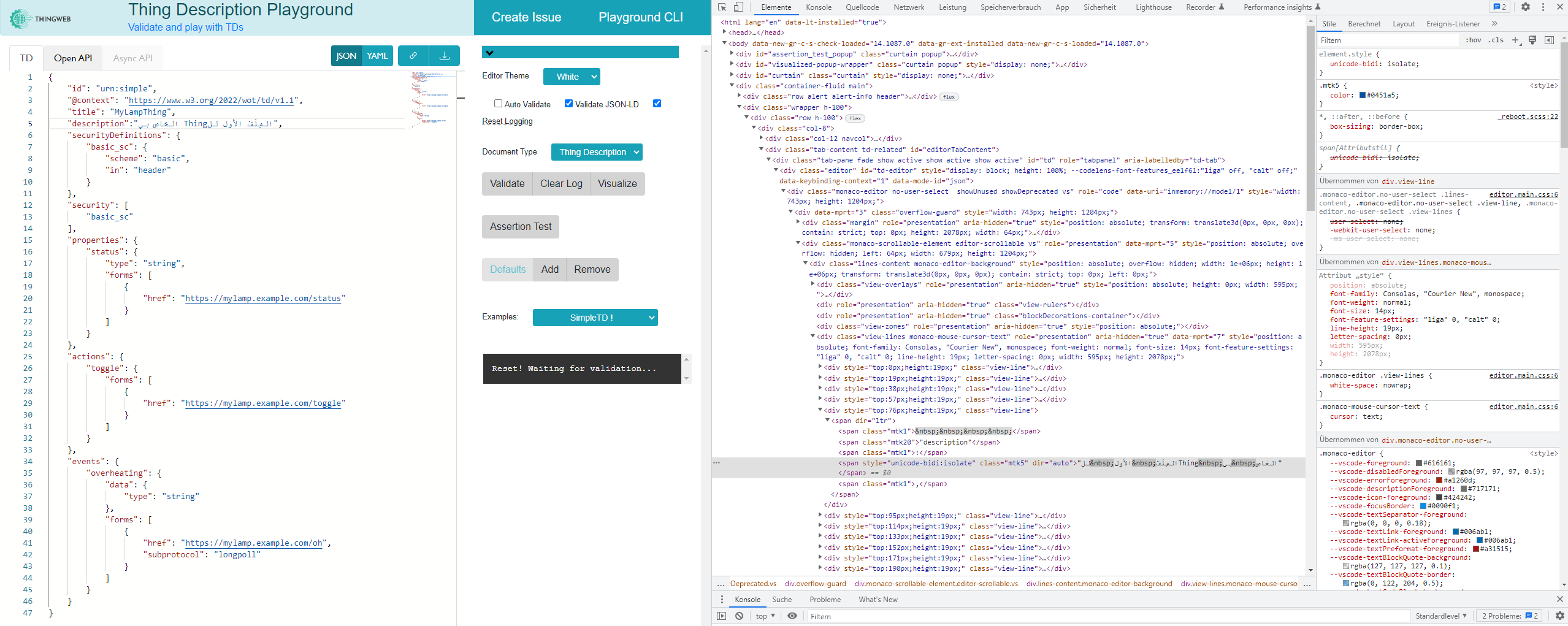Passing Text Direction Assertions · Issue #384 · eclipse-thingweb/playground · GitHub