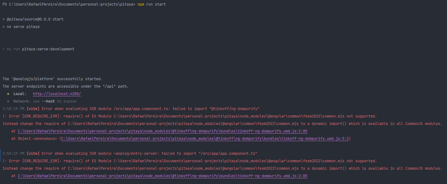 🐞 Analogjs Failed To Import Tinkoff Ng Dompurify When Starting The Server · Issue 4993