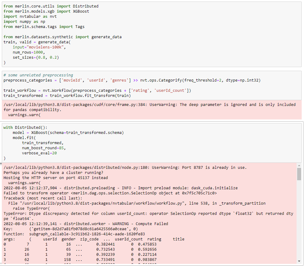[bug] Incorrect Dtype Of `userid` In Generated Data For Movielens 100k · Issue 624 · Nvidia