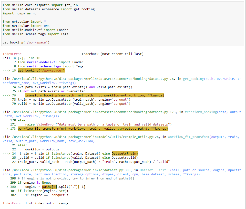 [bug] `get Booking ` From `merlin Datasets Ecommerce` Doesn T Work With A Path Without A