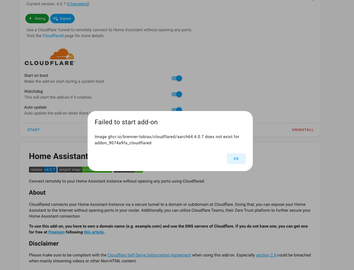 Image Brenner Tobias Cloudflared Aarch64 4 0 7 Does Not Exist For Addon 9074a9fa
