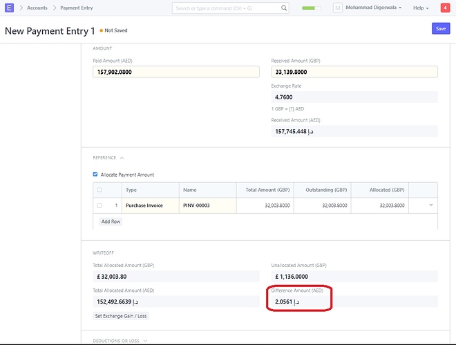 Difference amount issue in Payment entry with Multi Currency · Issue #11527 · frappe/erpnext ...