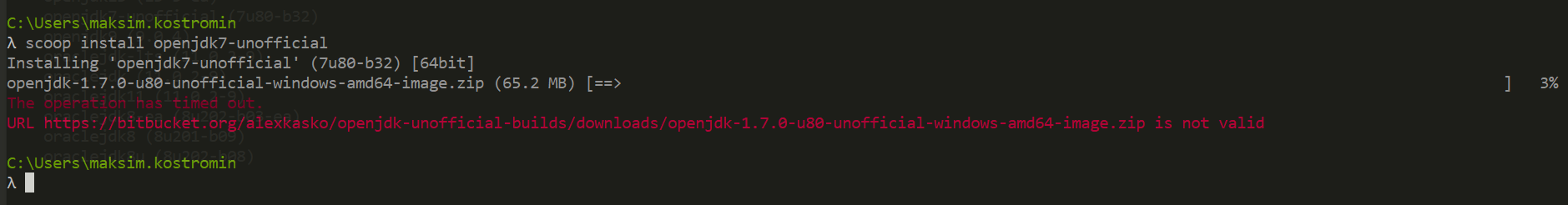 What is going on with scoop? Any kind of JDK installation is failed by timeout on download ...