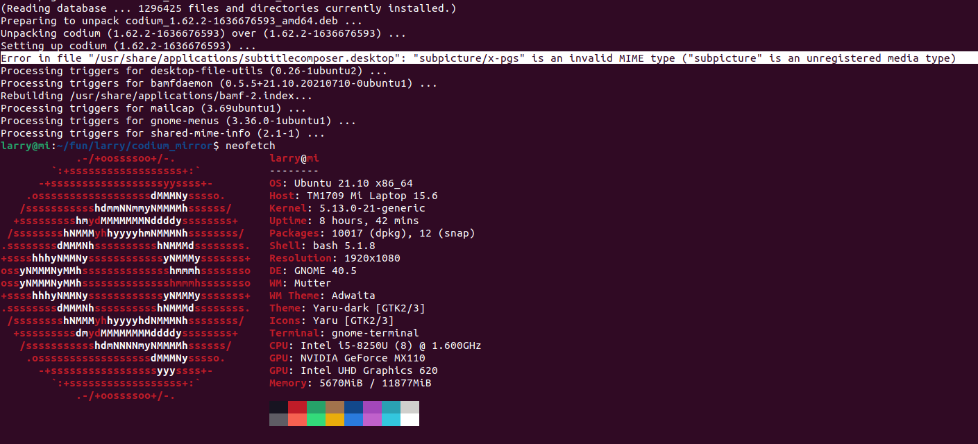 Error in file "/usr/share/applications/subtitlecomposer.desktop ...