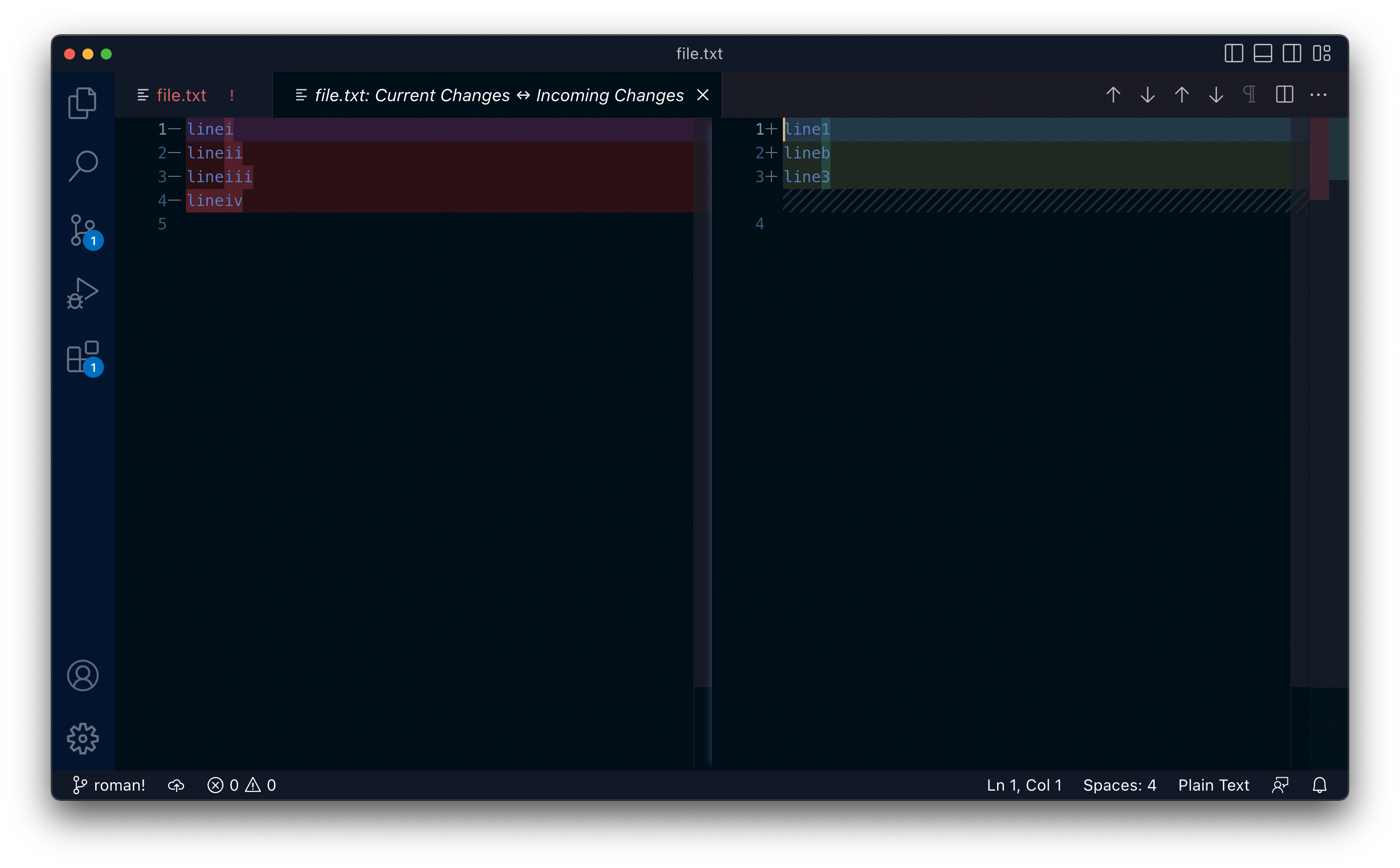 Conflict and change traversal buttons have the same icons in the compare changes view. · Issue ...