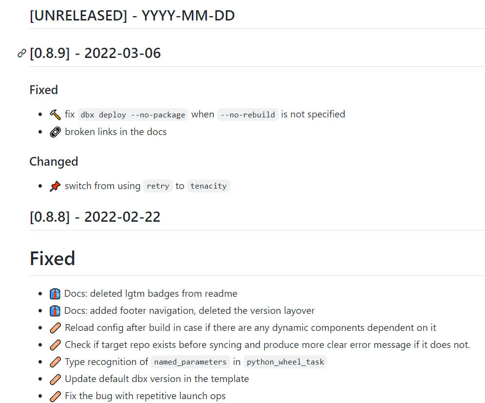 Wrong year in the `CHANGELOG.md` file · Issue #720 · databrickslabs/dbx · GitHub