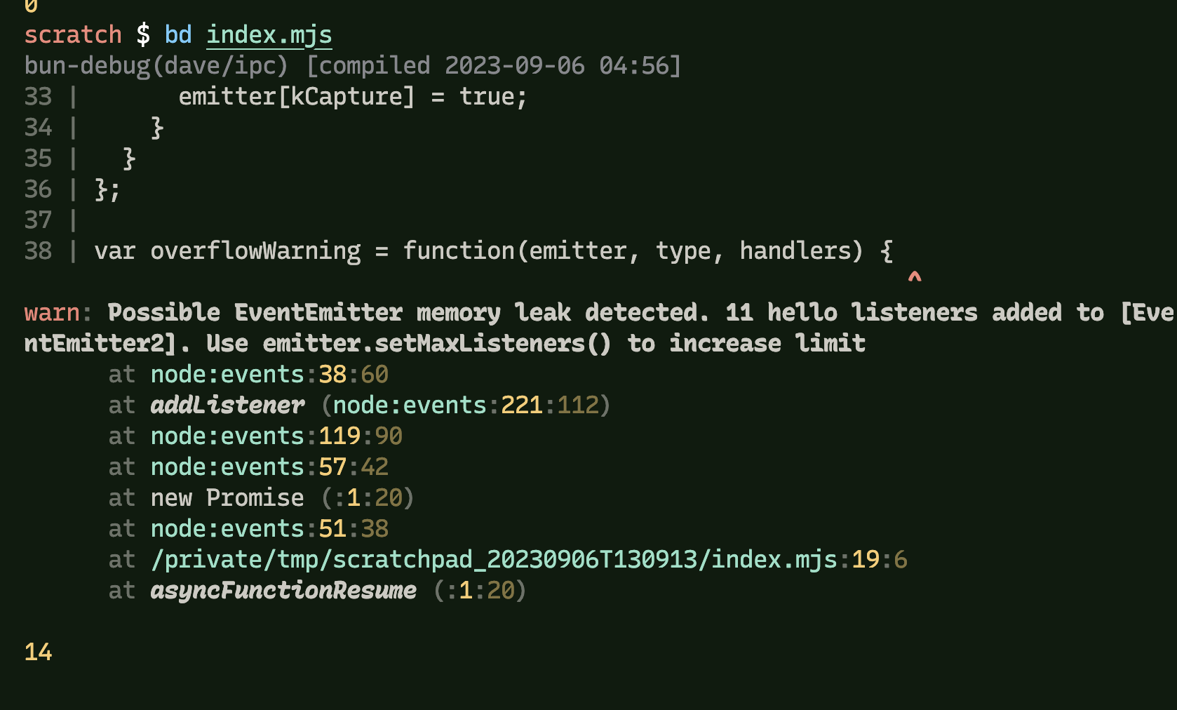EventEmitter.once leaks · Issue #4518 · oven-sh/bun · GitHub