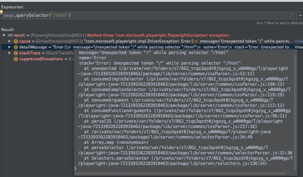 [BUG] xpath syntax error · Issue #720 · microsoft/playwright-java · GitHub