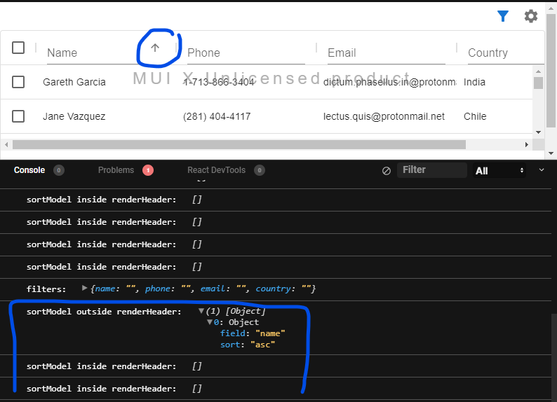 [question] Accessing `sortModel` value inside `renderHeader` property always return the initial ...