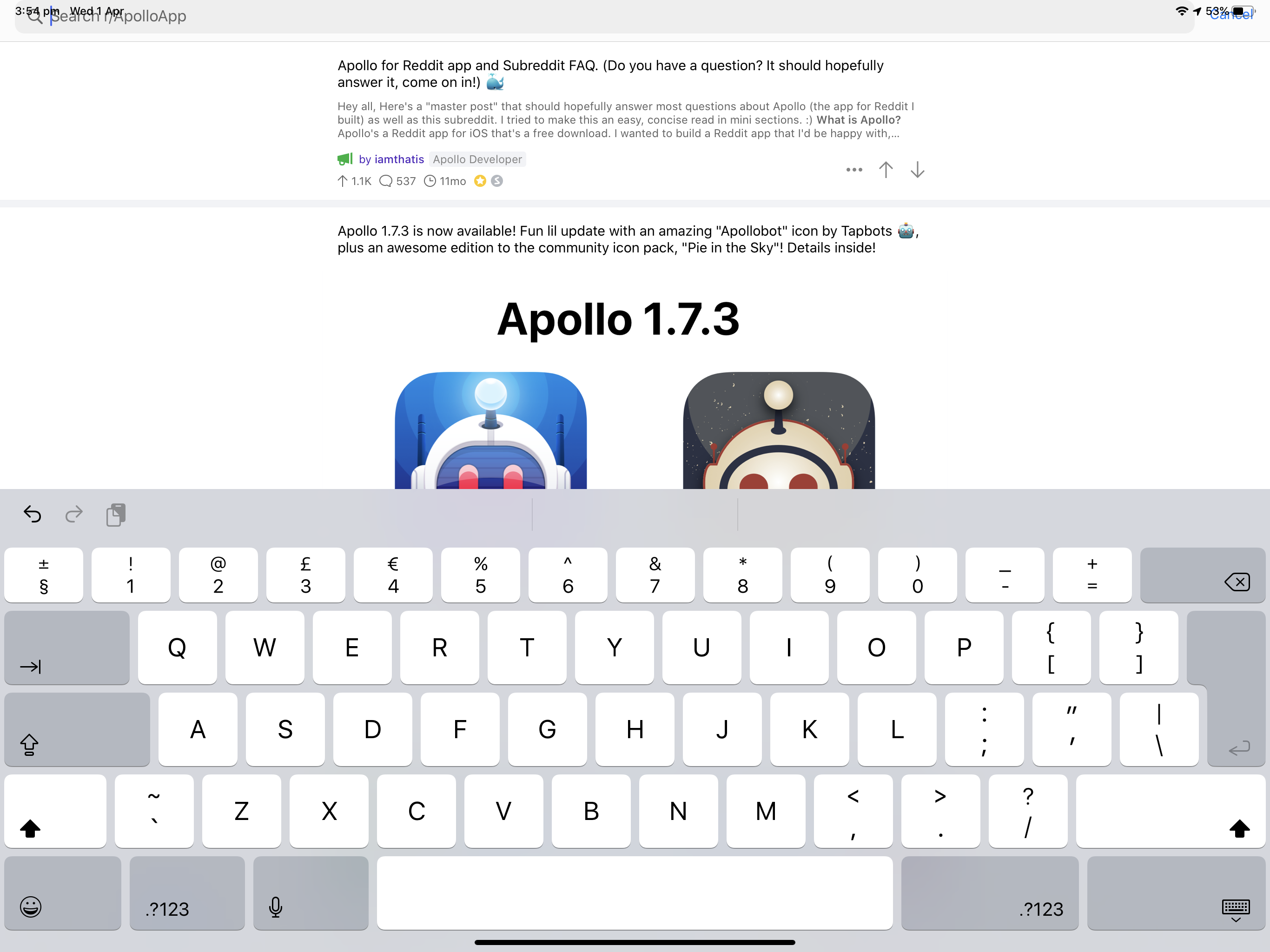 iPad 11 with apple keyboard shifting search area up · Issue #661 ...