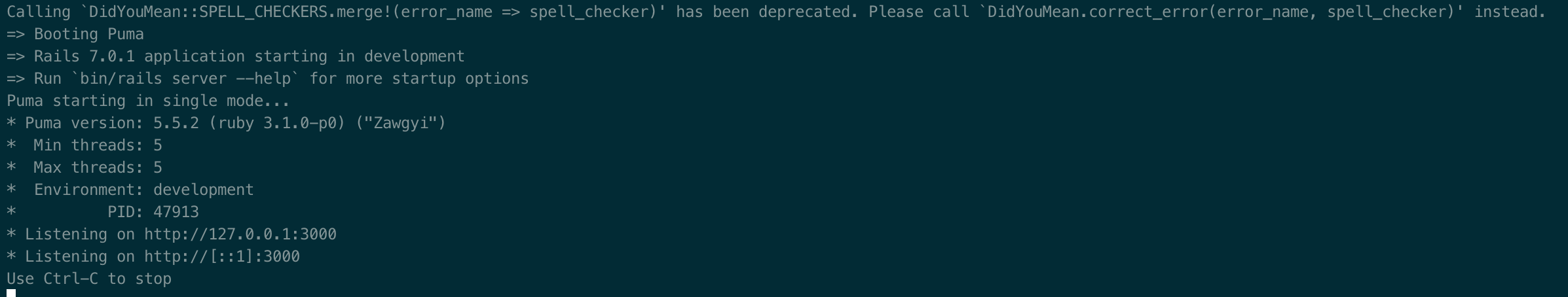 Calling DidYouMean::SPELL_CHECKERS.merge!(error_name => spell_checker)' has been deprecated ...