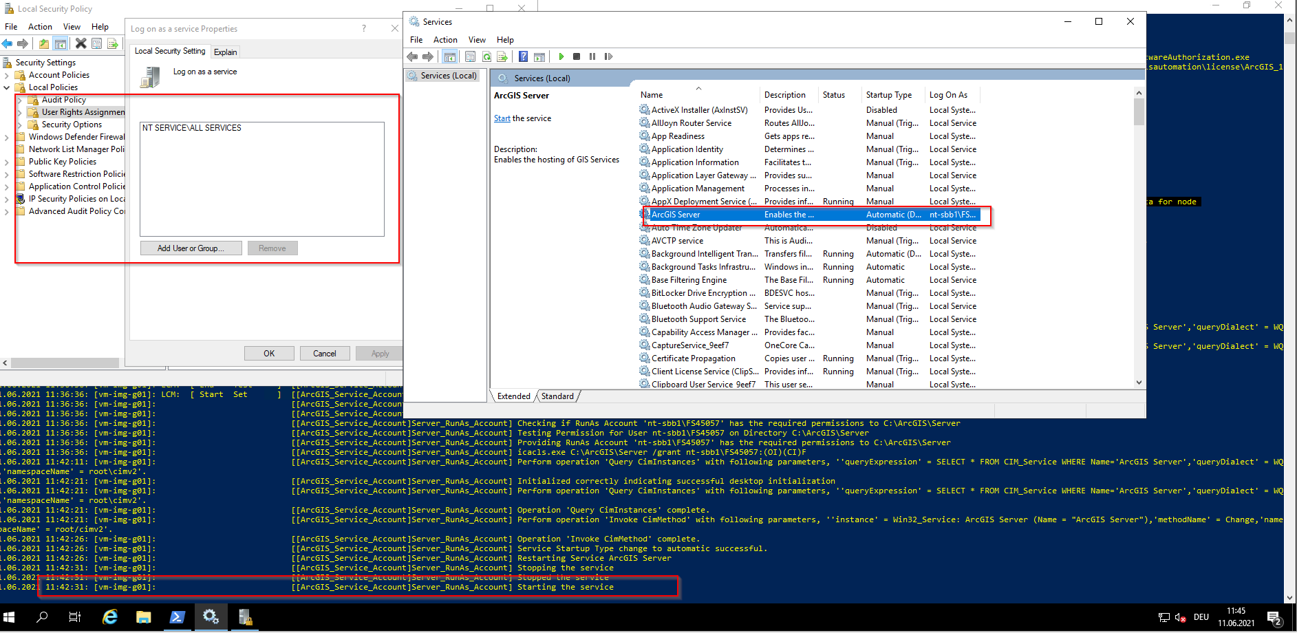 Error in DSC 3.2.0: Domain-User as Service Account - The service did not start due to a logon ...