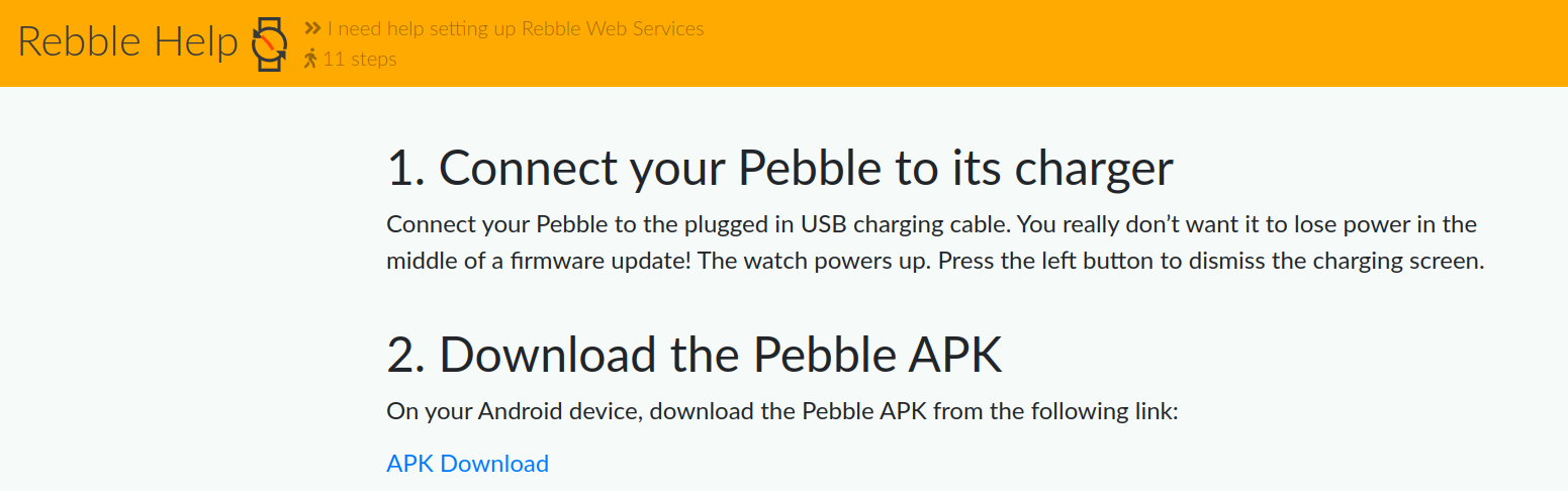 Rebble Help Interactive Setup & Help · Issue #1 · pebble-dev/rebble-help · GitHub