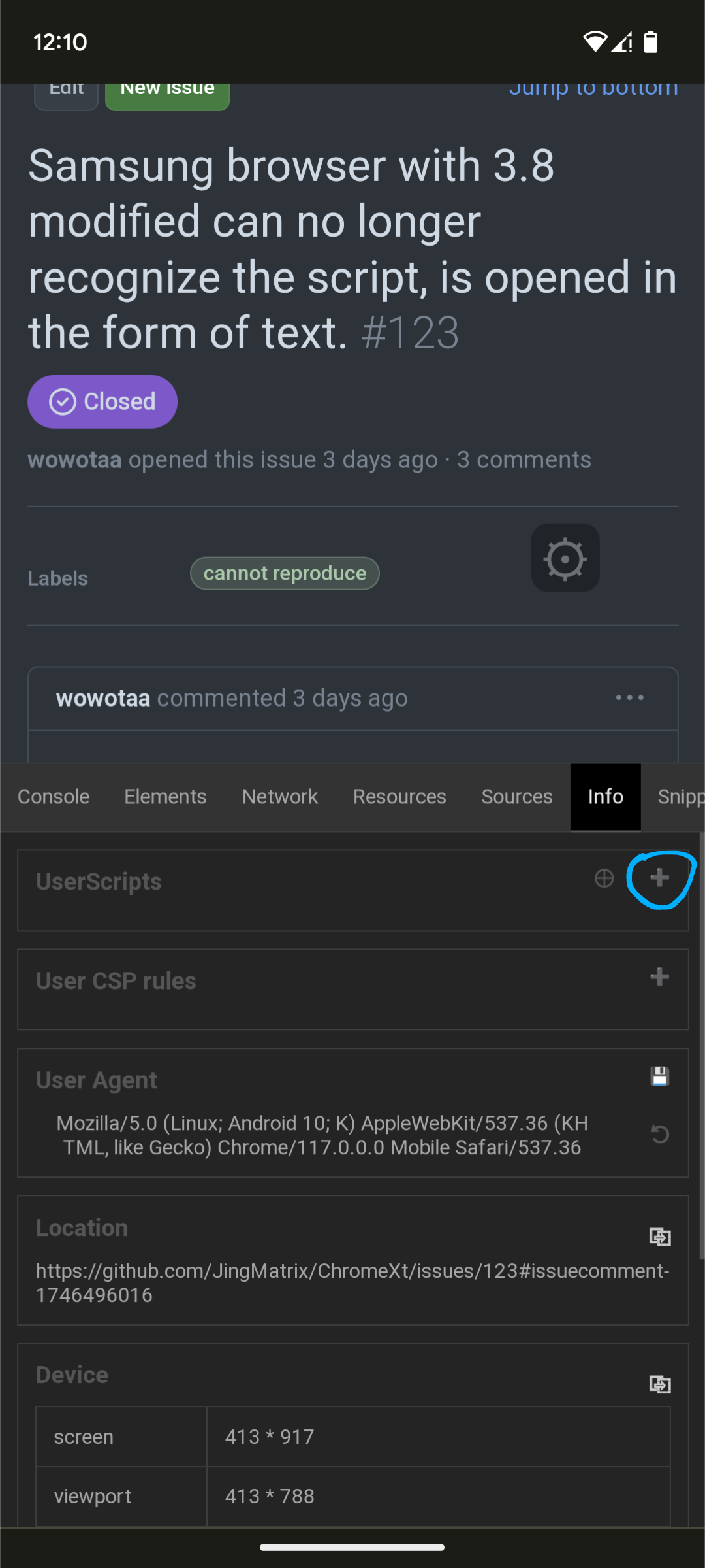 Samsung browser with 3.8 modified can no longer recognize the script, is opened in the form of ...