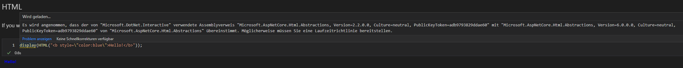 Mismatch of Assembly at HTML function · Issue #1939 · dotnet/interactive · GitHub