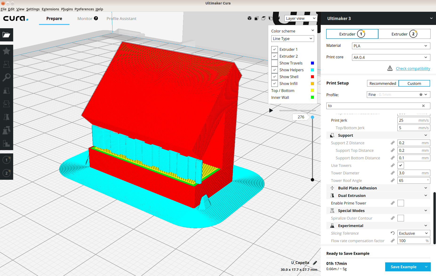 First model layer raised when support uses towers and slicing mode is ...