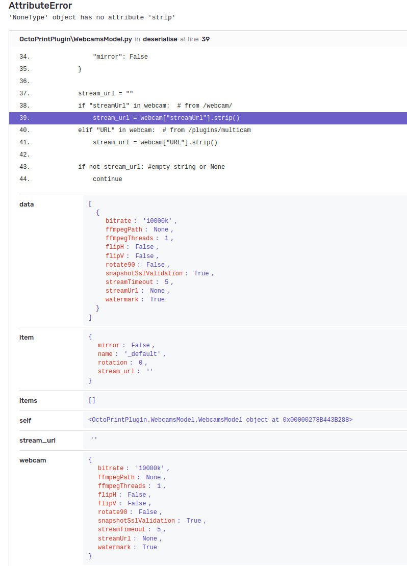 Crash when webcam's streamUrl is None · Issue #181 · fieldOfView/Cura-OctoPrintPlugin · GitHub