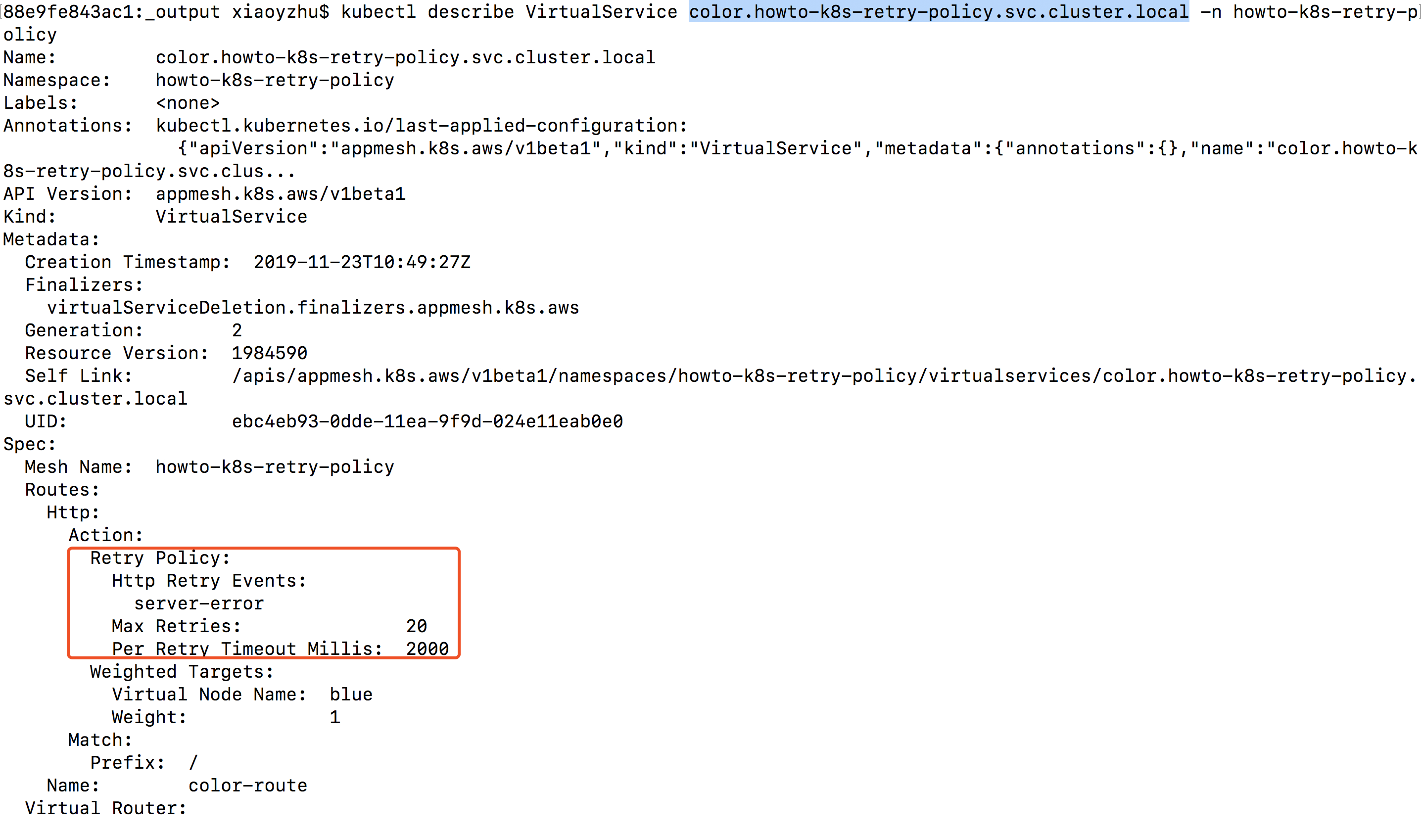 [BUG] virtual route "color-route" failed to be updated with retry ...