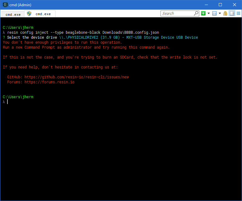 Configuration injection fails on Windows · Issue #785 · balena-io/balena-cli · GitHub