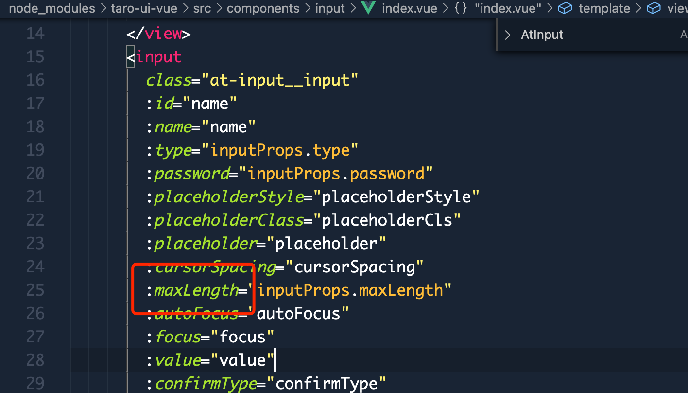 AtInput maxlength 失效 · Issue #85 · psaren/taro-ui-vue · GitHub