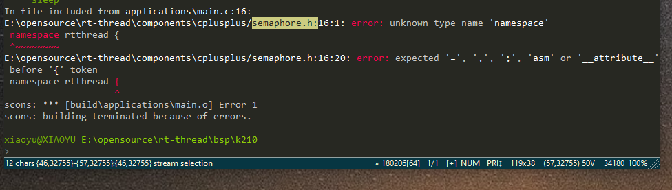 K210 bsp 最新需要选择C++ 导致包含 semaphore.h 报错 · Issue #5155 · RT-Thread/rt-thread · GitHub