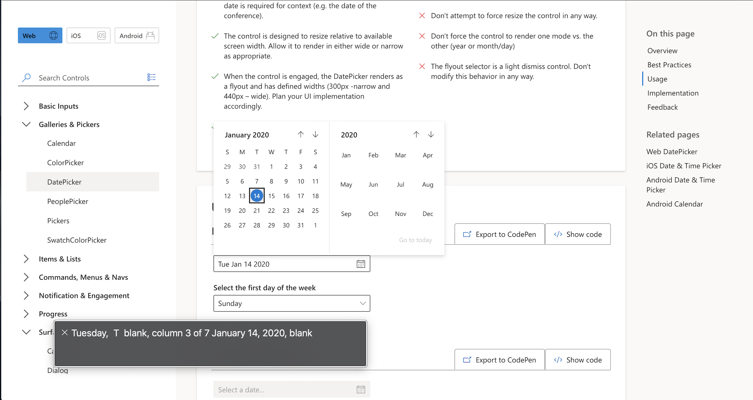 Accessibility Datepicker Voiceover Announces Blank When The Focus Lands On The Dates 