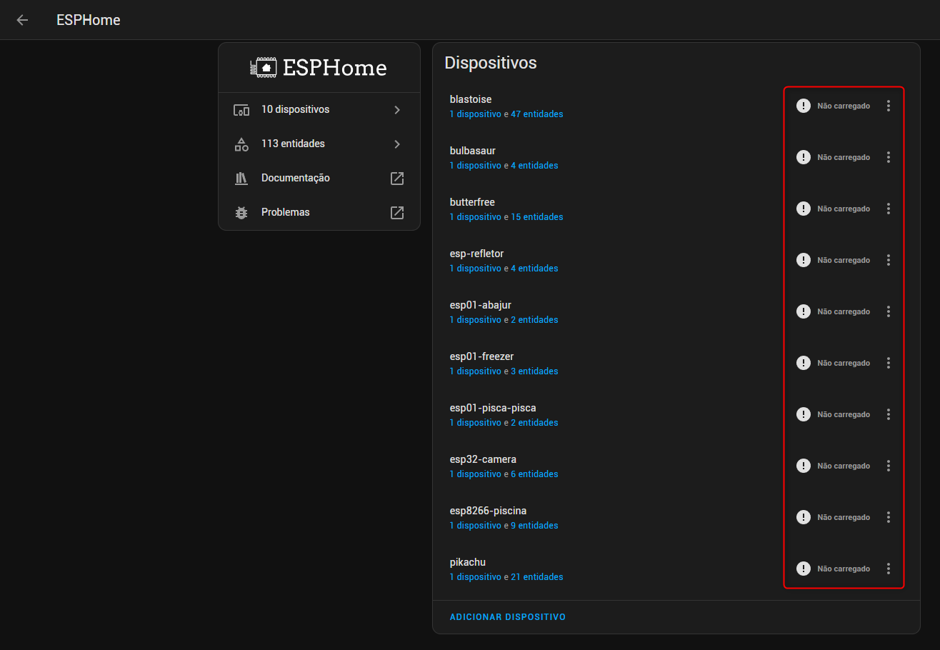 Esphome Devices Are Appearing As Not Loaded · Issue 17933 · Home