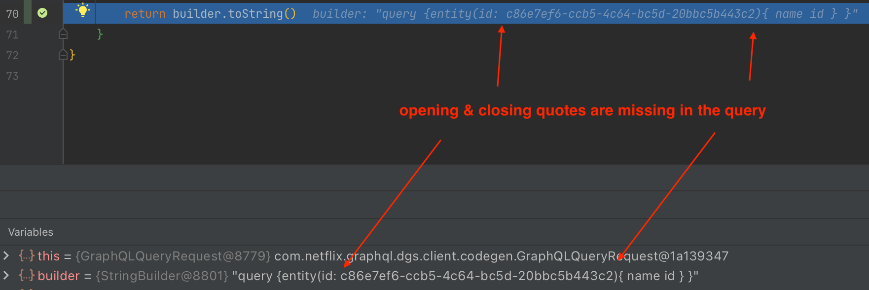 [Bug] [Invalid Syntax] [`QueryException`] Enclosing quotes `"` missing ...