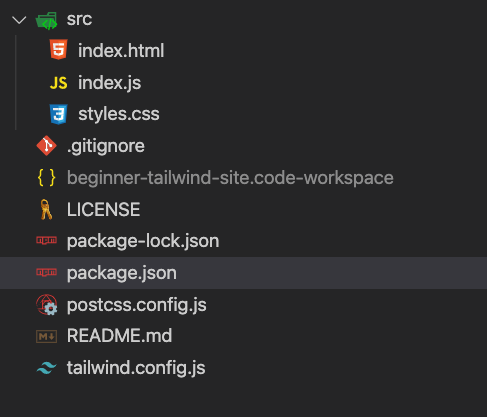 How do I fit the package.json, tailwind.config.js and postcss.config.js within the context of ...