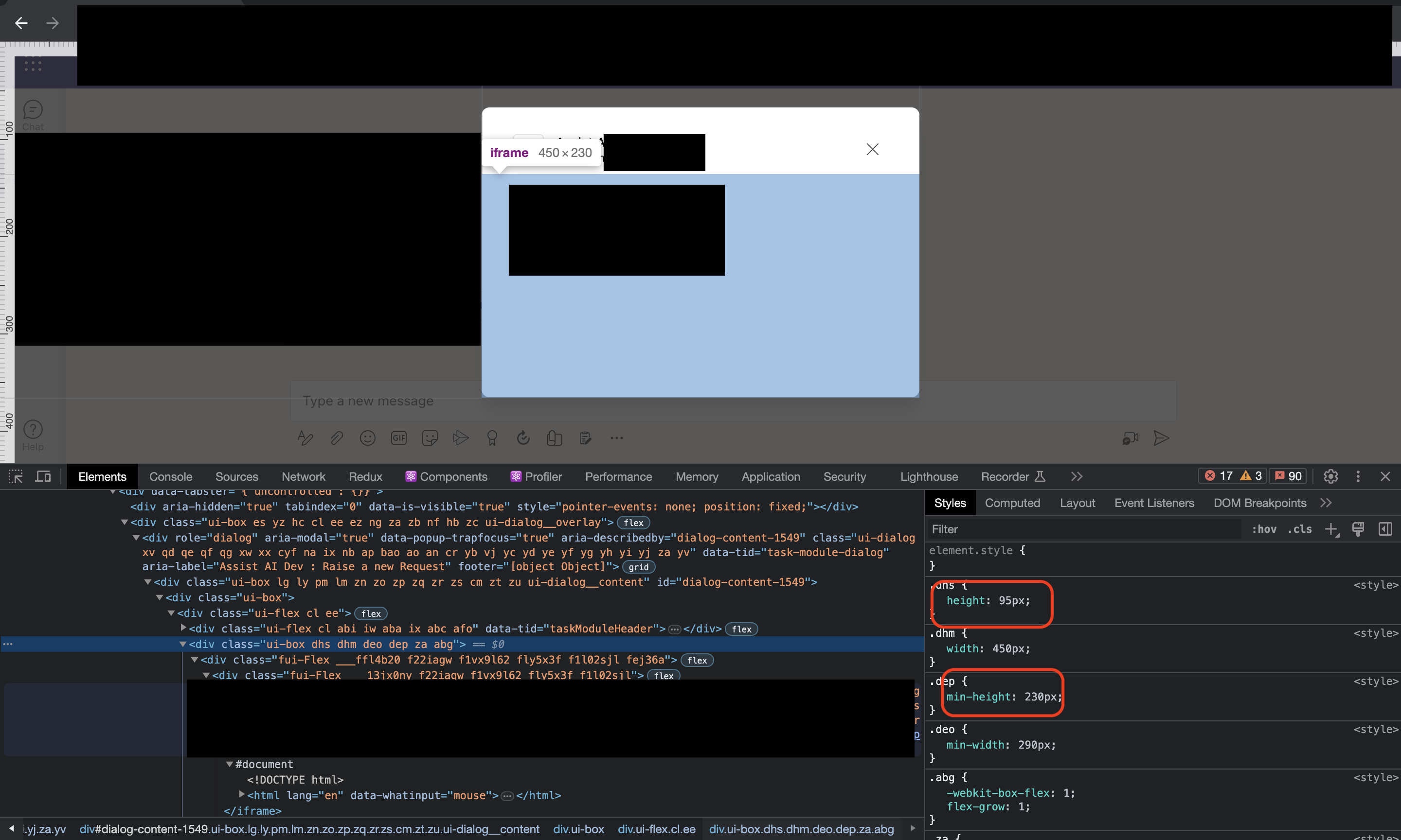 Message extension task module design breaks due to newly added min-height constraint · Issue ...