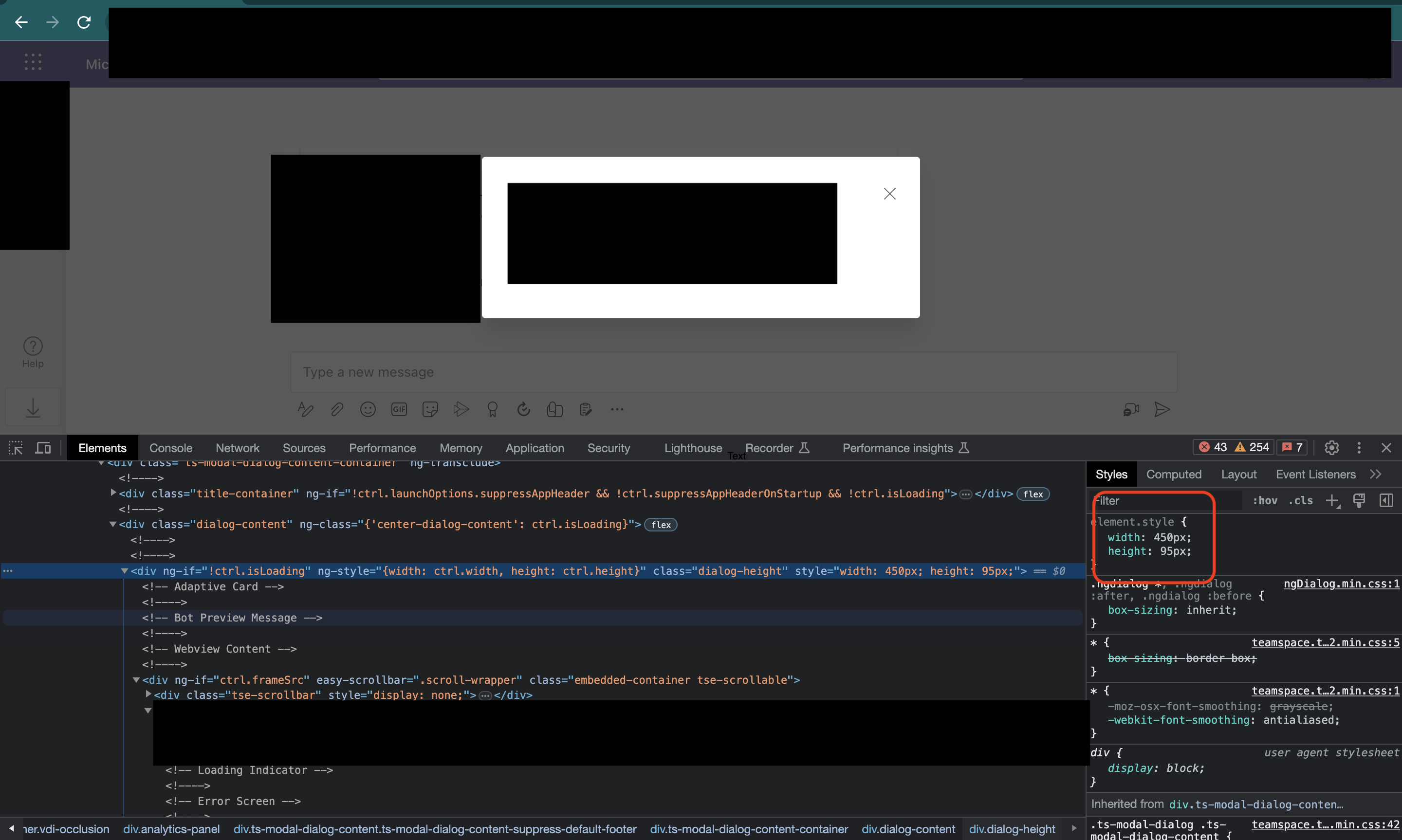 Message extension task module design breaks due to newly added min-height constraint · Issue ...