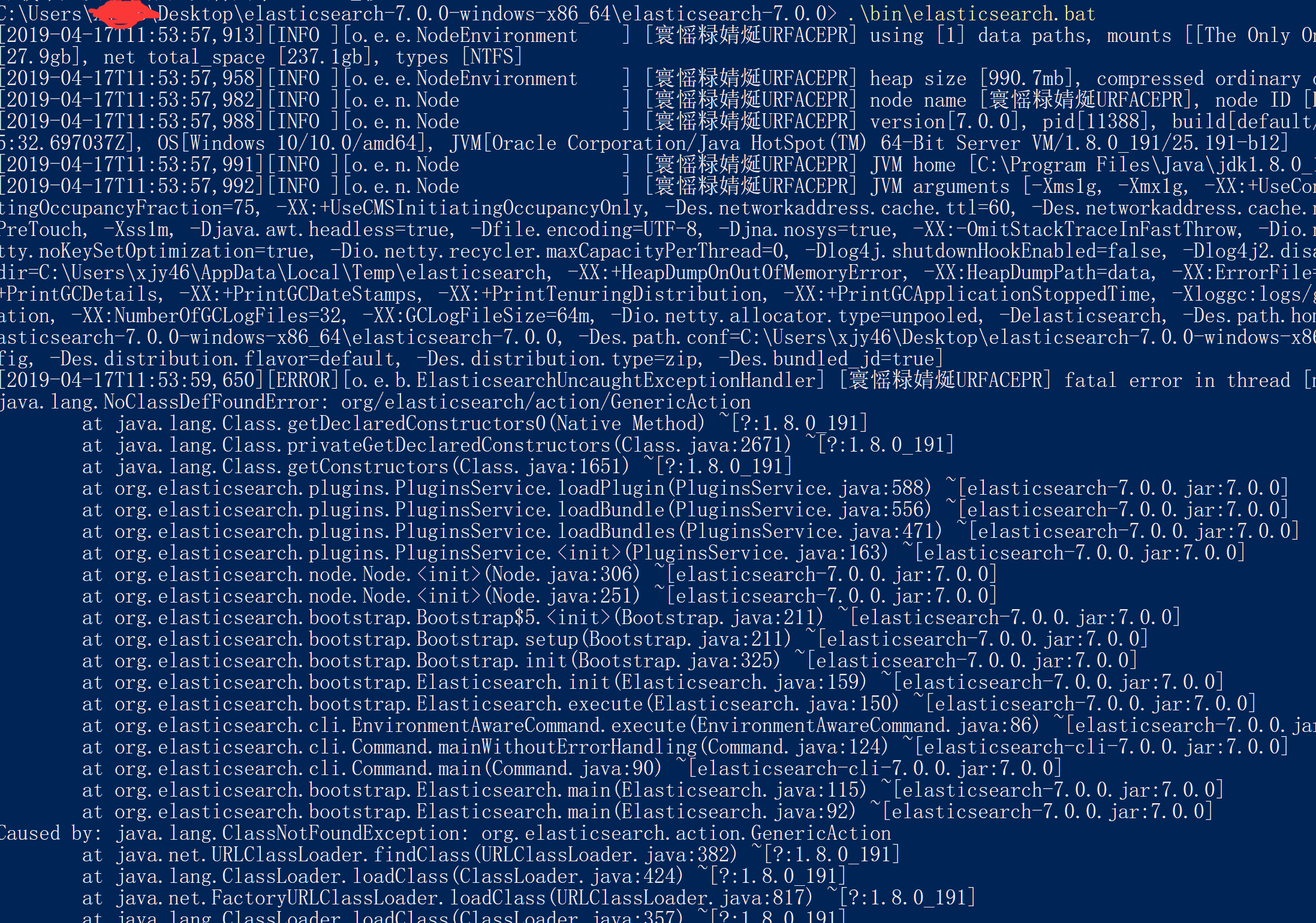 java.lang.ClassNotFoundException: org.elasticsearch.action.GenericAction · Issue #41260 ...