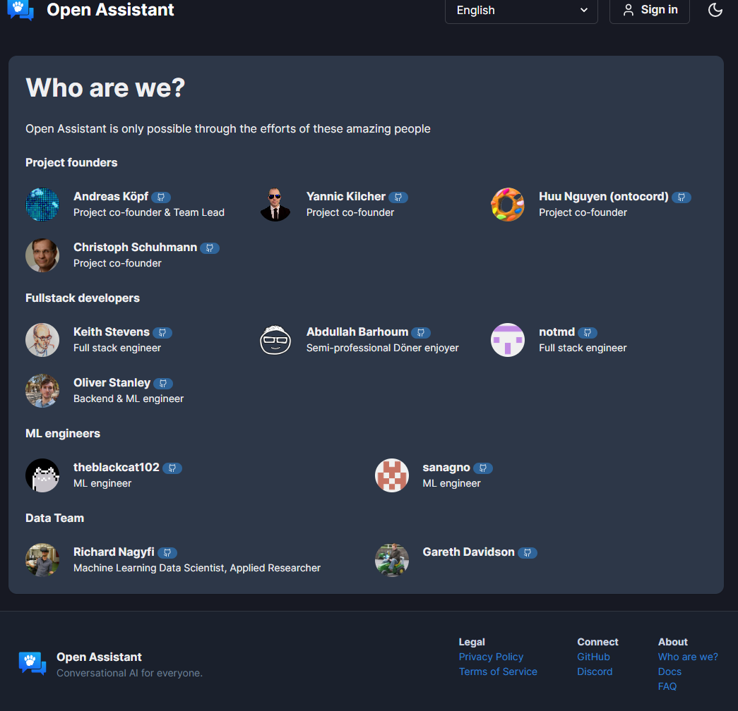 Create a contributors / credits page · Issue #1703 · LAION-AI/Open-Assistant · GitHub