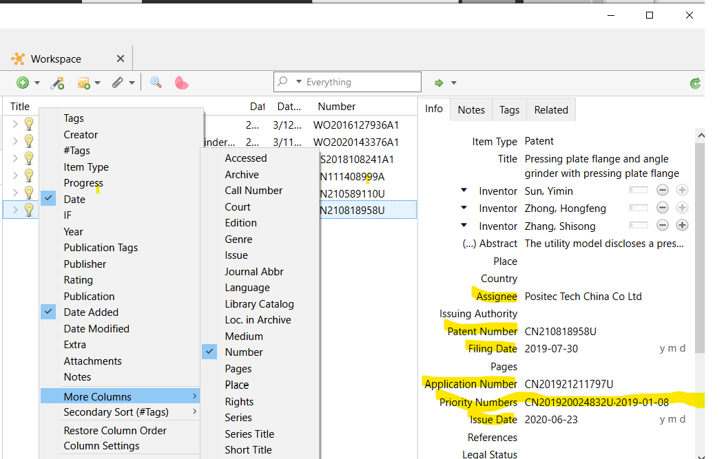 Add Priority Numbers Assignee Filing Date For Patents In The View Columns · Issue 3027