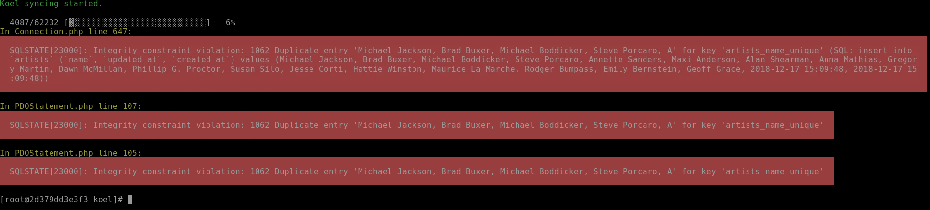Duplicate entry, integrity constraint violation · Issue #879 · koel/koel · GitHub
