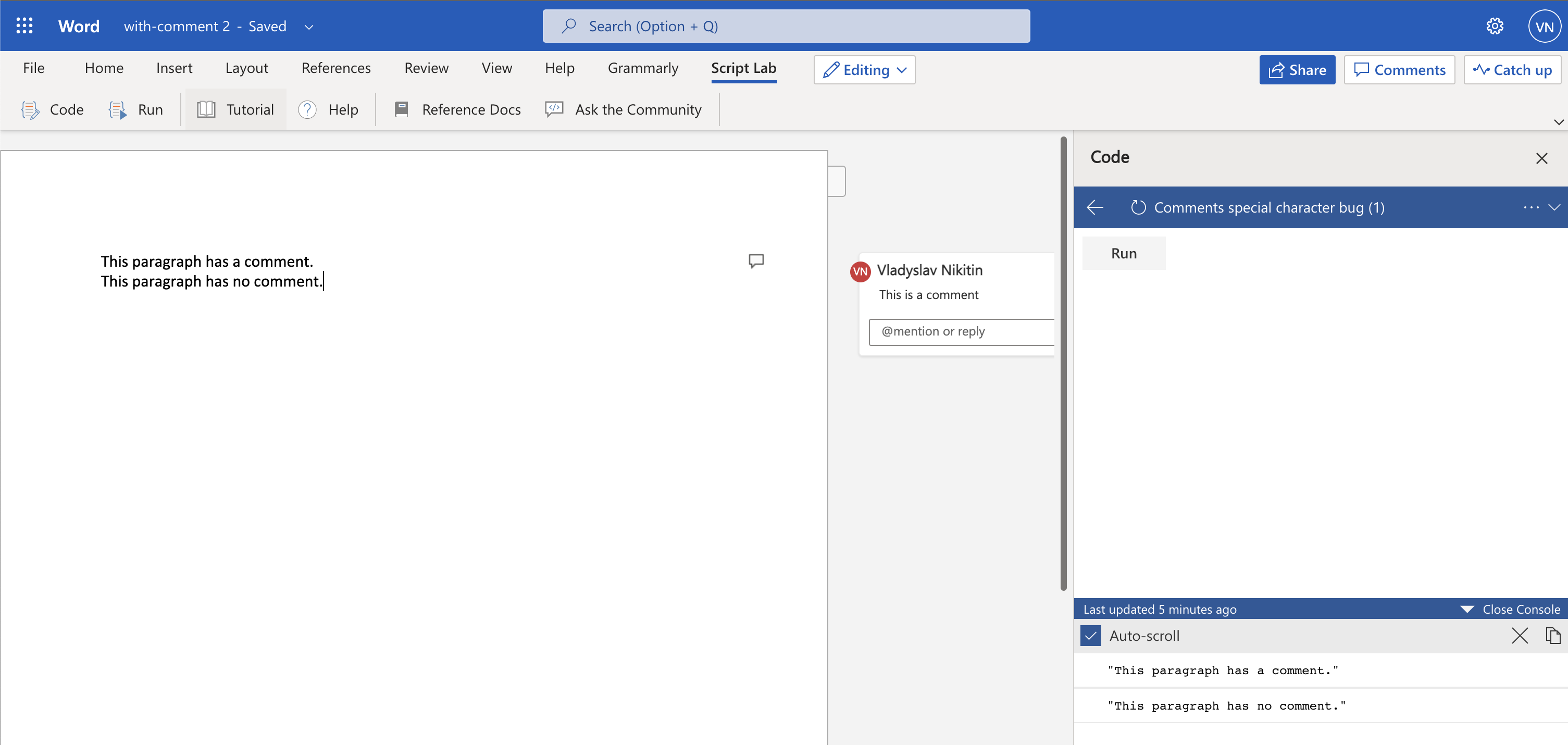 paragraph.text property contains a special character when the paragraph has a comment. · Issue ...
