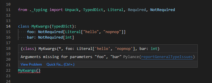 TypedDict does not take in account Required and NotRequired · Issue #3301 · microsoft/pyright ...