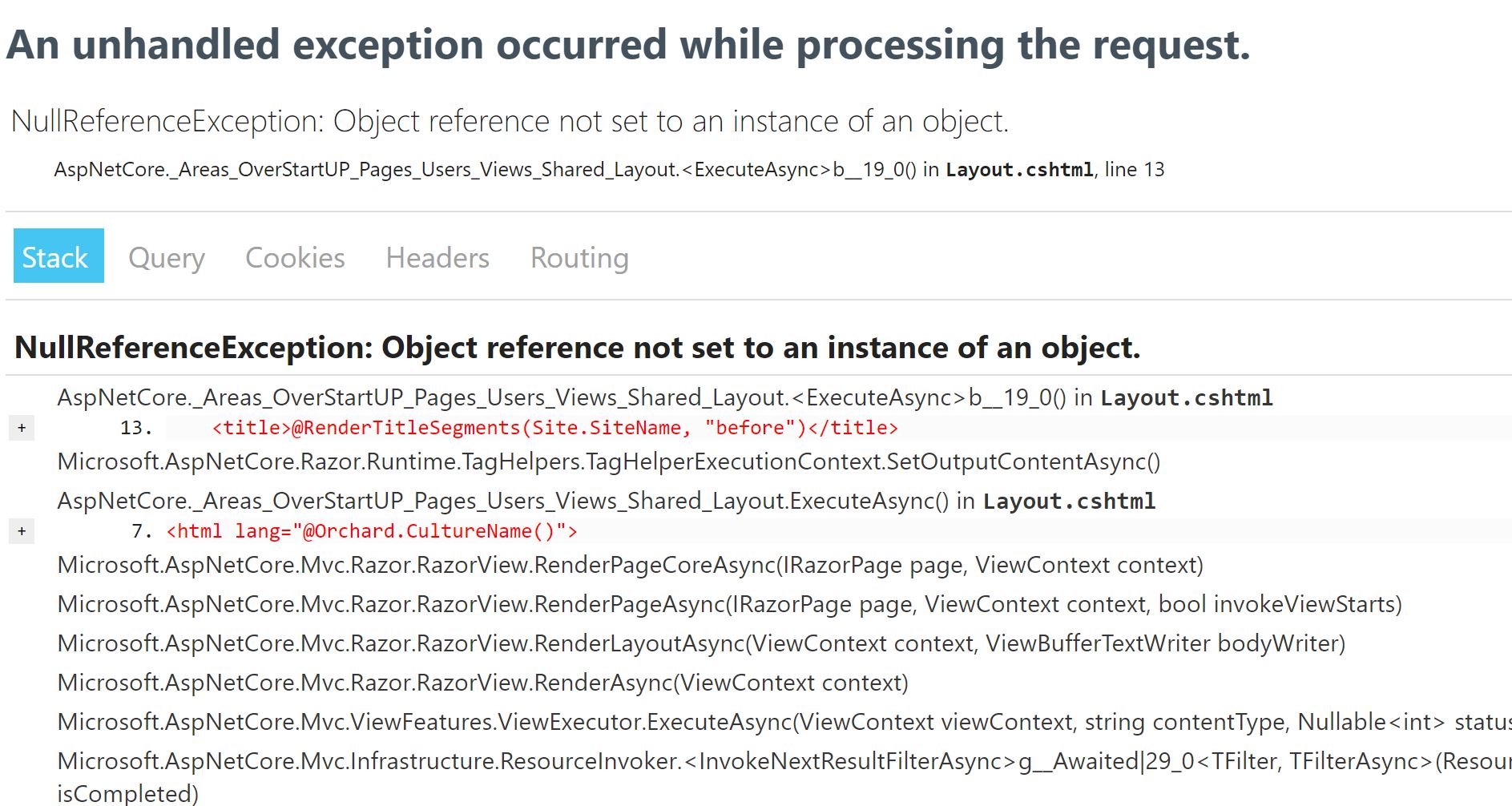 razor layout error · Issue #4883 · OrchardCMS/OrchardCore · GitHub