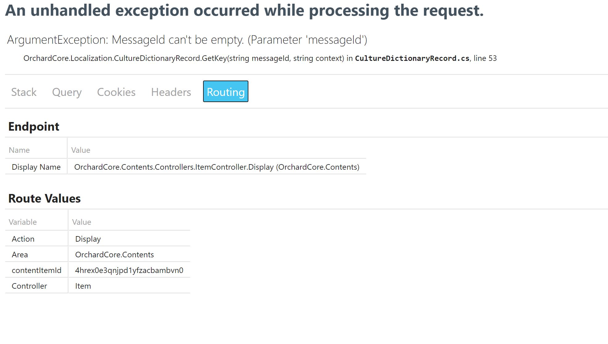 Exception: MessageId can't be empty. · Issue #6409 · OrchardCMS/OrchardCore · GitHub