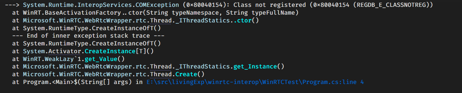 CsWinRT Projection Assembly throws Activation error · Issue #144 · microsoft/winrtc · GitHub