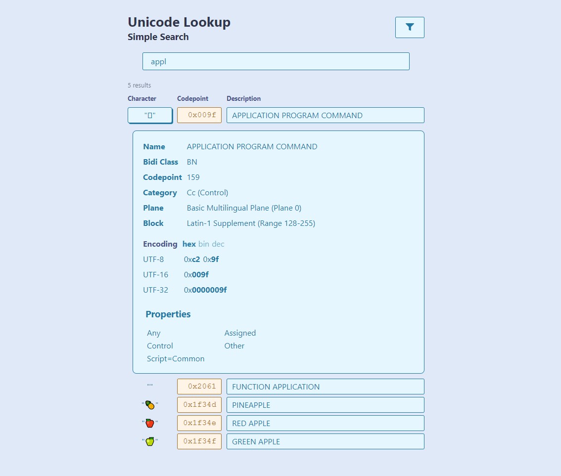Unicode Lookup