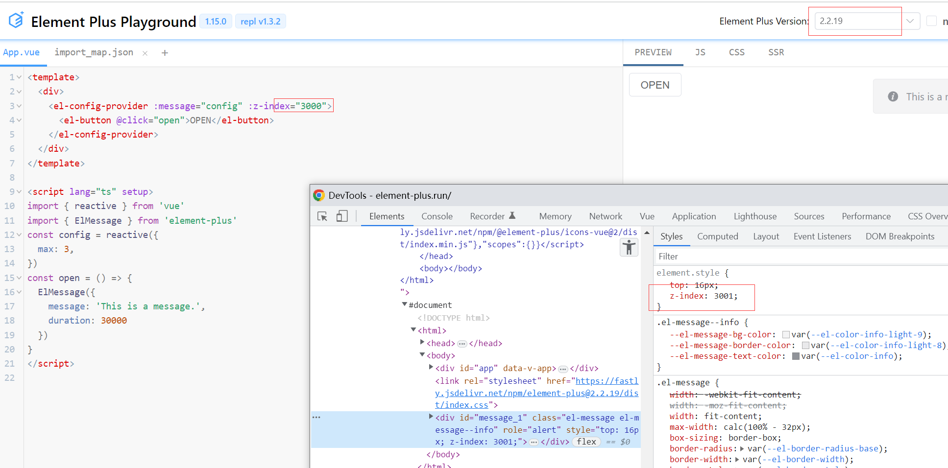 [Component] [message-box, message] FMessageBox，FMessage的ZIndex无法通过config-provider注入 · Issue ...
