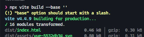 building with `--base ""` results in `/0` being used for the base ...