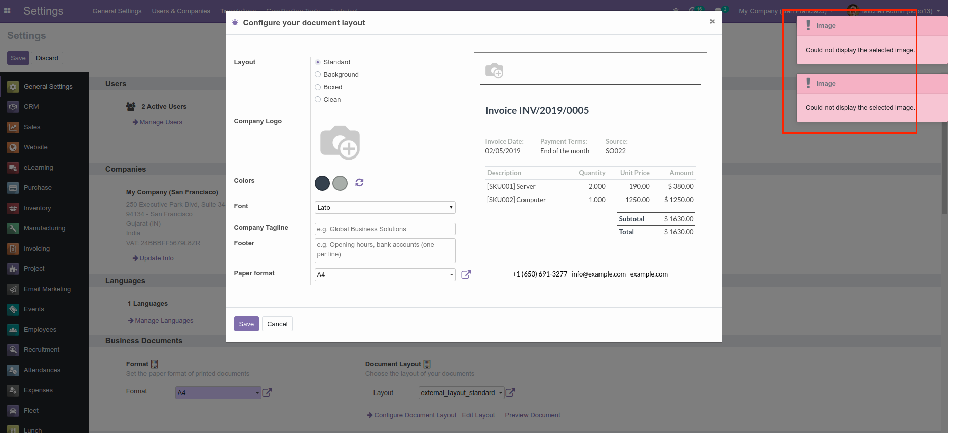 [13.0] Facing warning twice instead of once (Document layout > Wrong ...