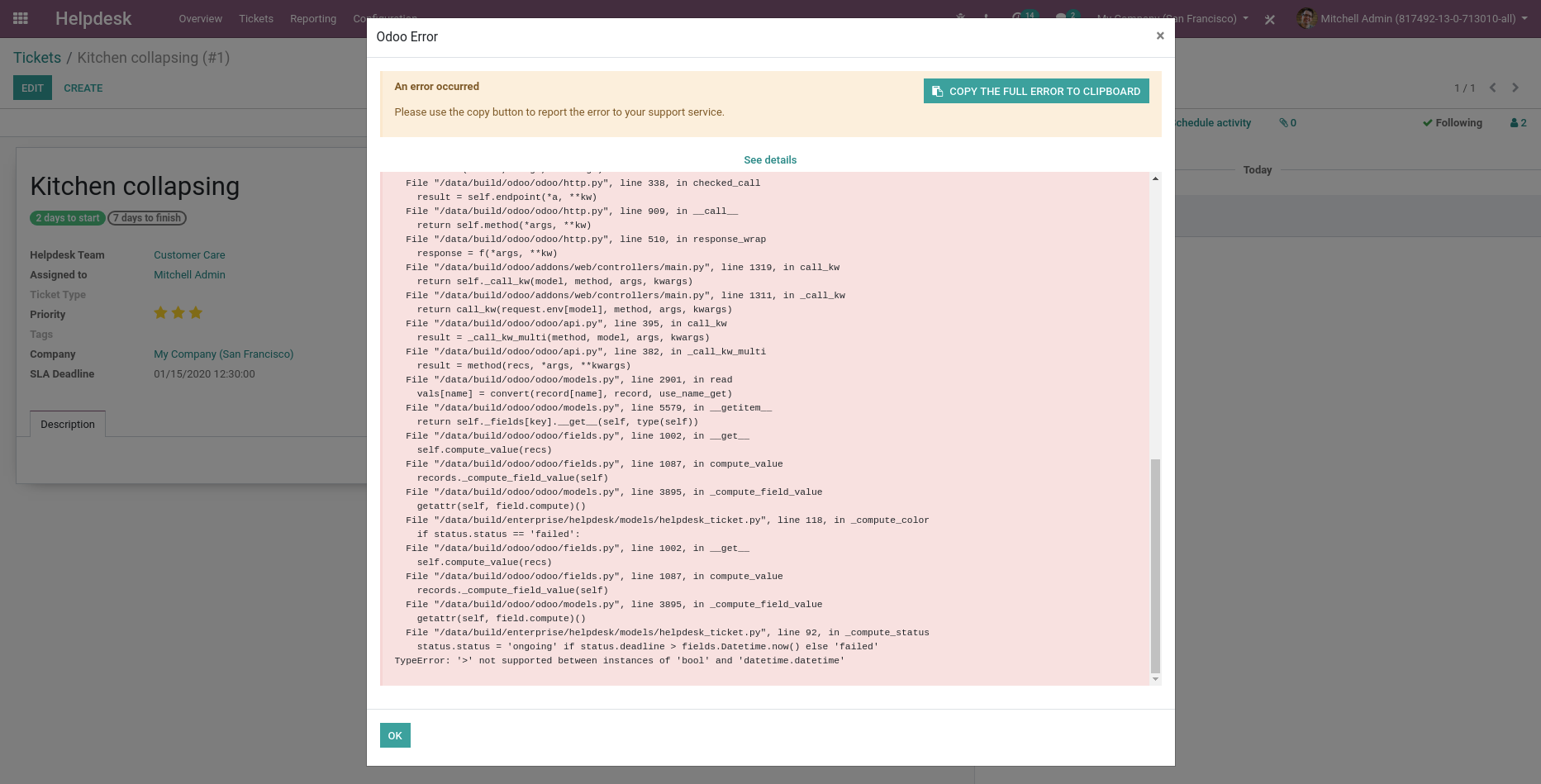 [13]Helpdesk: When Duplicate the ticket it gives traceback. · Issue ...
