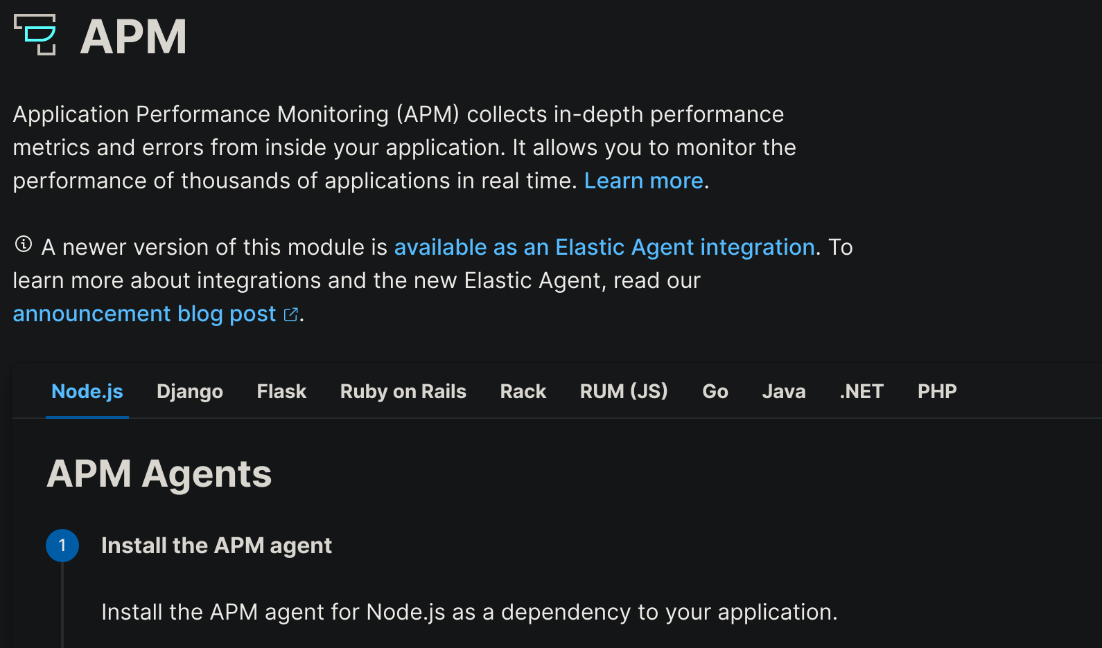 [APM] Discoverability of APM Elastic Agent integration · Issue #117263 · elastic/kibana · GitHub