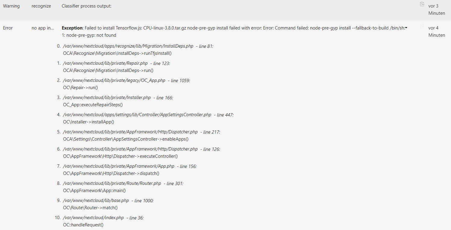 1.6.6: Failed to install Tensorflow.js · Issue #74 · nextcloud/recognize · GitHub